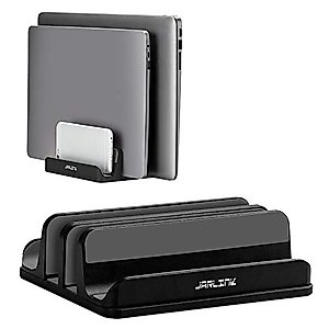 JARLINK Adjustable Vertical Laptop Stand, Desktop Stand Adjustable Laptop Holder with 2 Slots (up to 17.3 inches), Compatible with All MacBook Pro/Air/Microsoft Surface, Newly Designed, (Black)