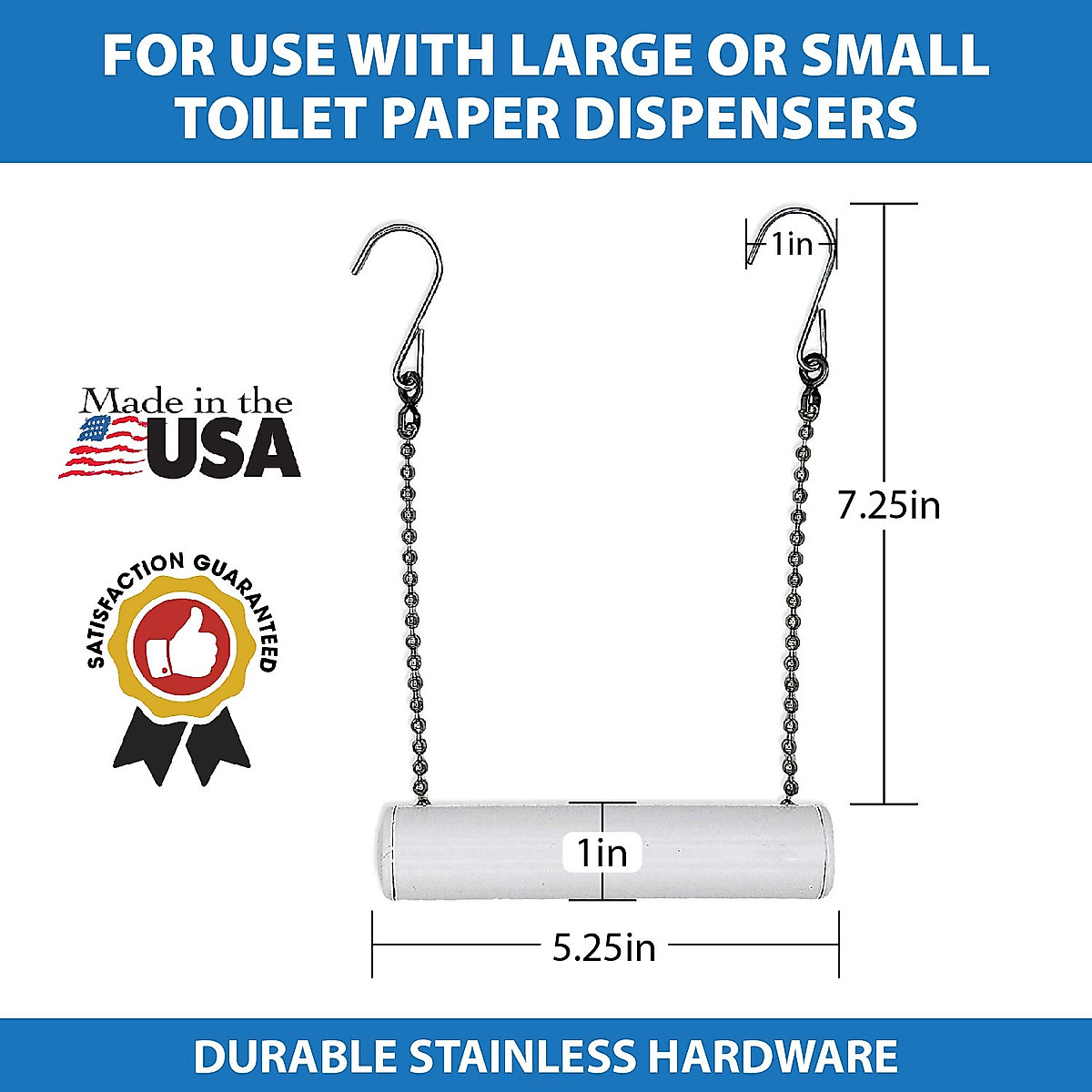 TP Buddy The 2-in-1 Toilet Paper Roll Holder - Works with Any Size Roll - Bathroom Accessories – Extra Roll – Double Capacity Toilet Tissue Dispenser -White