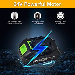 Evcitn Cordless Hedge Trimmer Electric Hand Held Grass Shear Shrubbery Clipper 24V Electric Grass Cutter with Rechargeable Battery and Charger Included for Garden and Lawn - Green