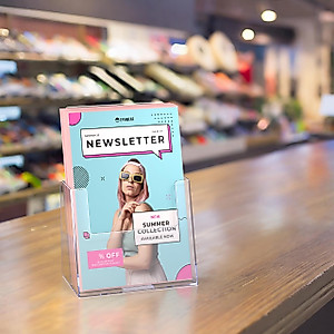 Marketing Holders 4 Pack Brochure Holder for 5.5" Bifolds Clear Acrylic Countertop Literature Organizer Slant Back Space Saving Booklet Dispenser for Trade Shows Expos and Conventions