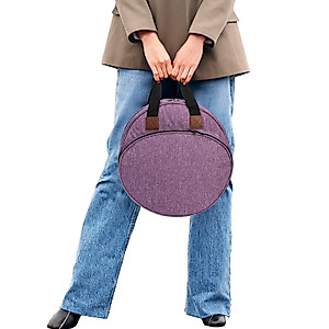 Coloch Embroidery Project Bag with Handle, Purple Stitch Storage Bag Portable Sewing Supplies Carrying Bag for Crafts, Embroidery Hoops, Charts and Threads