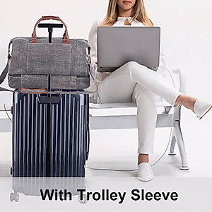 MyMealivos Canvas Weekender Bag, Overnight Travel Carry On Duffel Tote with Shoe Pouch (Grey)