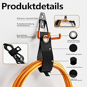 Kitmiido 12 Pack Garage Hooks,Heavy Duty Steel Wall Mounted Organiser,Anti-Slip Storage Hook for Organising Bike, Ladder, Garden Tools, Ropes, Cables（Orange）