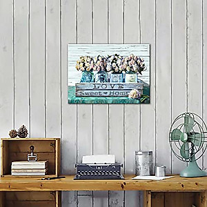 HKDGOKA Wall Decor for Bedroom - Rose Canvas Wall Art for Living Room Rustic Farmhouse Paintings Pictures Ready to Hang for Bathroom Home Decorations 11x15inch