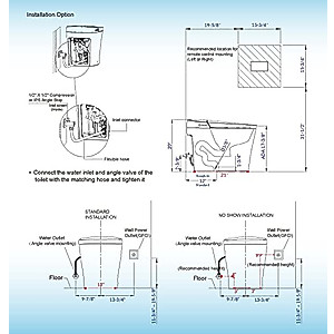 WOODBRIDGE B0970S Smart Bidet Tankless Toilet Elongated One Piece Chair Height, Auto Flush, Foot Sensor Operation, Heated Seat with Integrated Multi Function Remote Control in White