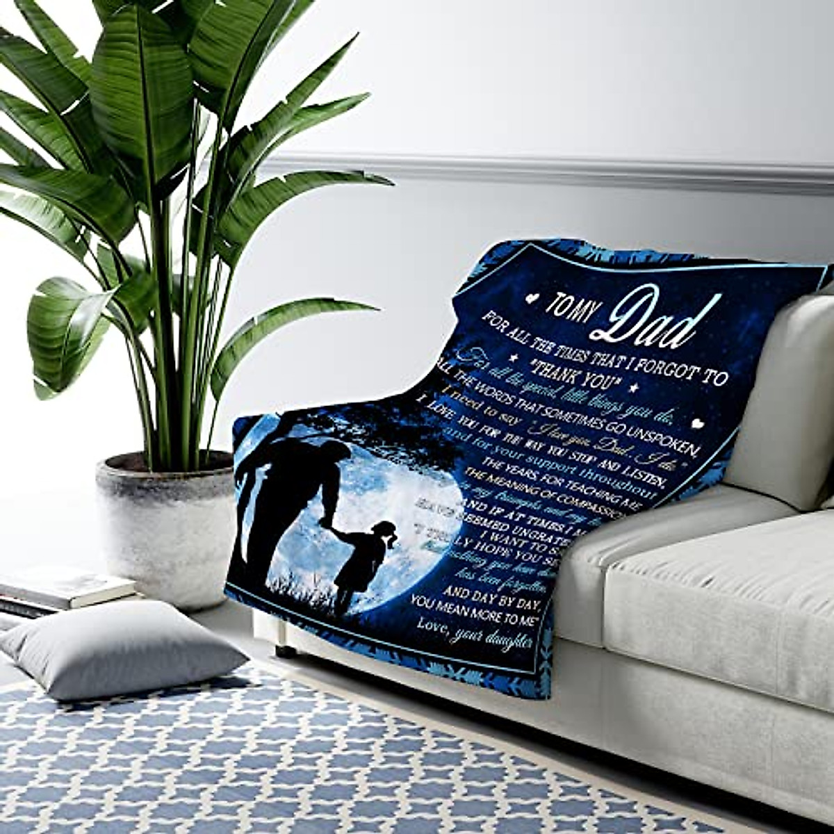 Wisegem Dad Gifts from Daughter - Dad Blanket from Daughter 50"x40" - Birthday Gifts for Daddy - Gifts for Dad Who Wants Nothing - Father Gifts - Best Dad Ever Present Ideas