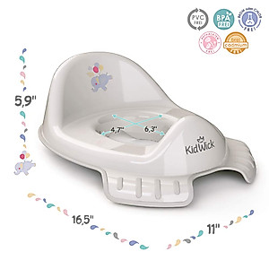 KID WICK Flipper Portable Potty Seat with High-Back Comfort, Lightweight and Travel Friendly for Toddlers, Front Ledge and Adjustable Design for Stability, BPA-Free PP Plastic, Grey - KU120401