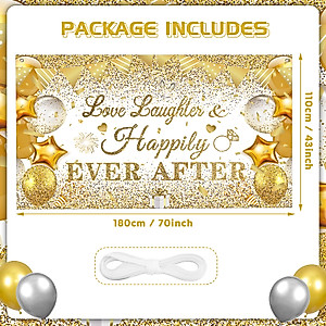 White Gold Bridal Shower Decorations Love Laughter and Happily Ever After Banner Backdrop Wedding Shower Banner Happily Ever After Decorations White Gold Wedding Bridal Engagement Party Decorations