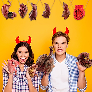 Cagemoga 10 Pieces Halloween Blood Body Parts Realistic Scary Fake Lung Liver Stomach Heart Brain Organs Props for Halloween Prank Props Haunted House Vampire Zombie Party Decorations