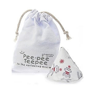 Beba Bean - Peepee Teepee for The Sprinkling WeeWeee, Baby Pee Shield, Sock Monkey Design - 1 Cone + Laundry Bag