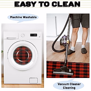 KOBLEN Red Plaid Pattern Kitchen Rugs Non Slip Washable Absorbent Kitchen Mats 20x39 inch Cushioned Anti Fatigue Kitchen Floor Mats for in Front of Sink