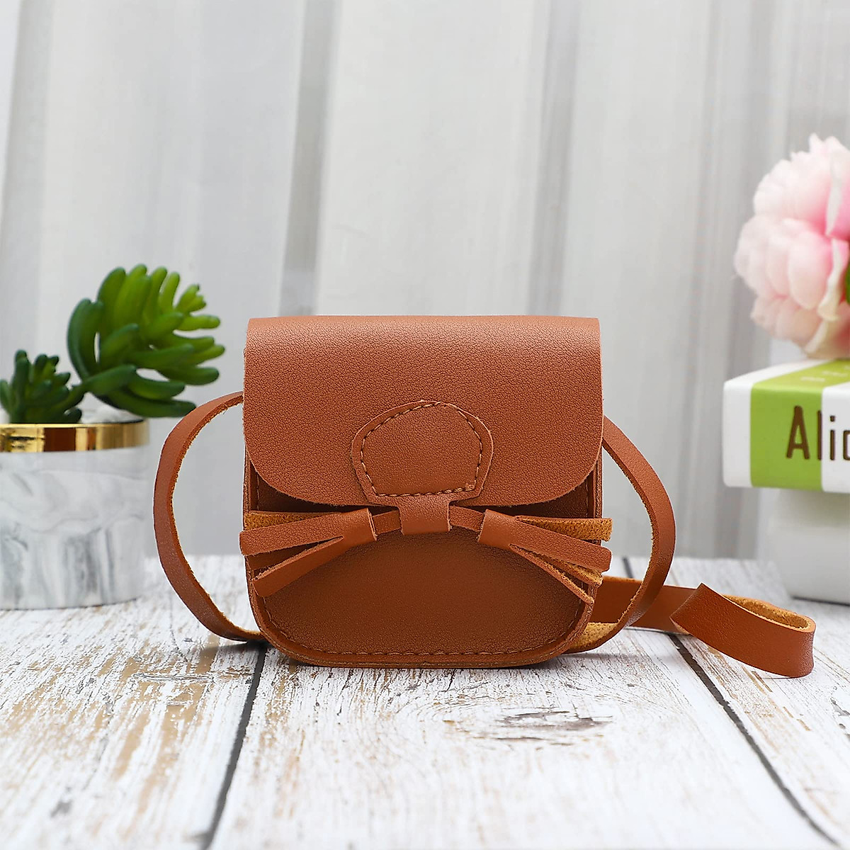 SOTOGO Little Girls Crossbody Purse Toddler Mini Cute Princess Handbag Shoulder Messenger Bag for Kids, Brown Tassel Style