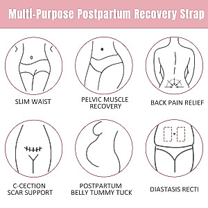 3 In 1 Postpartum Belly Band Wrap - Abdominal Binder Post Surgery C Section Compression Girdle Belt - After Birth Recovery Support - Postnatal Pelvis Waist Trainer Slimming Shapewear Body Shaper