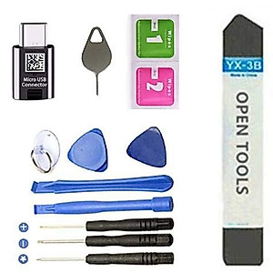 for Oneplus 7 Pro Back Cover Glass Replacement Housing Panel Tape Assembly Parts for Oneplus 7 Pro 6.67 inch All Version + Adapter Eject Pin Tools (Nebula Blue/Camera Frame)