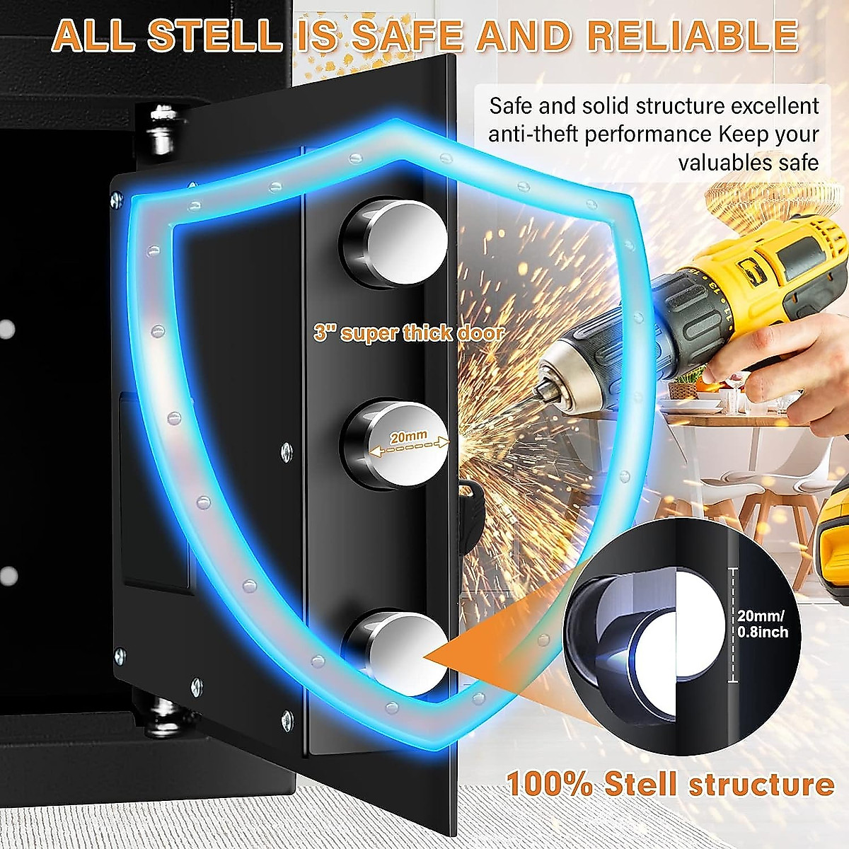 2.6 Cubic Fireproof Depository Safe with Drop Slot, Electronic Anti-Theft Drop Safe for Business with Programmable Numeric Keypad Lock and Spare Keys, Cash Drop Safe Box for Office Home Retail Store