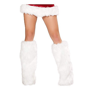 Acrylic Long Leg Warmer with Faux Fur Legwarmers for Women(White)