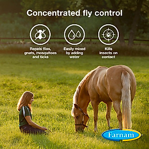 Farnam Repel-XPe Emulsifiable Horse Fly Spray, Liquid Concentrate, Mix with Water, 32 Ounces, One Quart