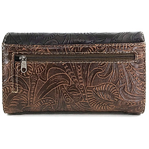 Turquoise Concho Feather Conceal Carry Hobo Handbag Crossbody Wallet Set Brown