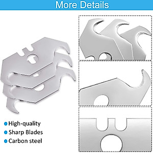 Utility Hook Blades Steel Hook Razor Blades Knife Blades for Roofing and Carpet with Plastic Box (30)