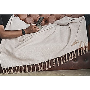 LITO LINEN AND TOWEL Premium Cotton Throw Blanket| Soft Warm Cozy Lightweight Decorative Woven Blanket with Fringes | Couch, Sofa, Bed, Travel | All Season Suitable for Women Men Kids| Brown| 50x60