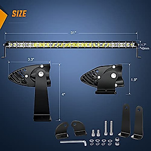 Nilight - 40005C-A 31inch 150W Spot & Flood Combo Single Row 14500LM Off Road LED Fog & Driving Roof Bumper Light Bars for Jeep Ford Trucks Boat, 2 Years Warranty
