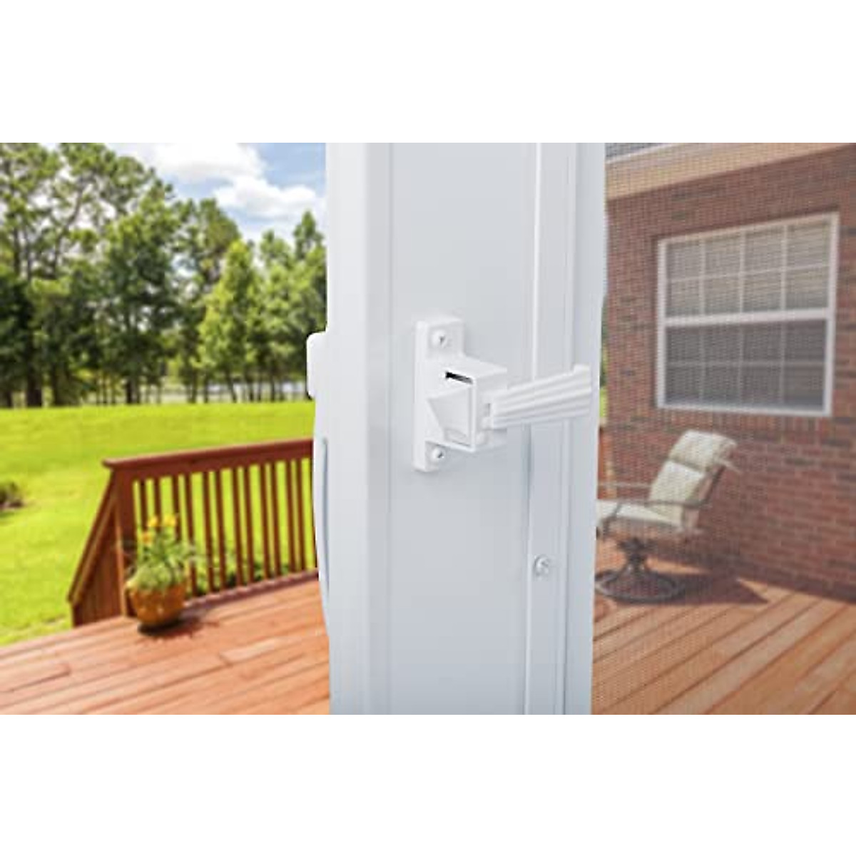 Wright Products - Tie Down Push Button Door Latch for Screen and Storm Doors, White