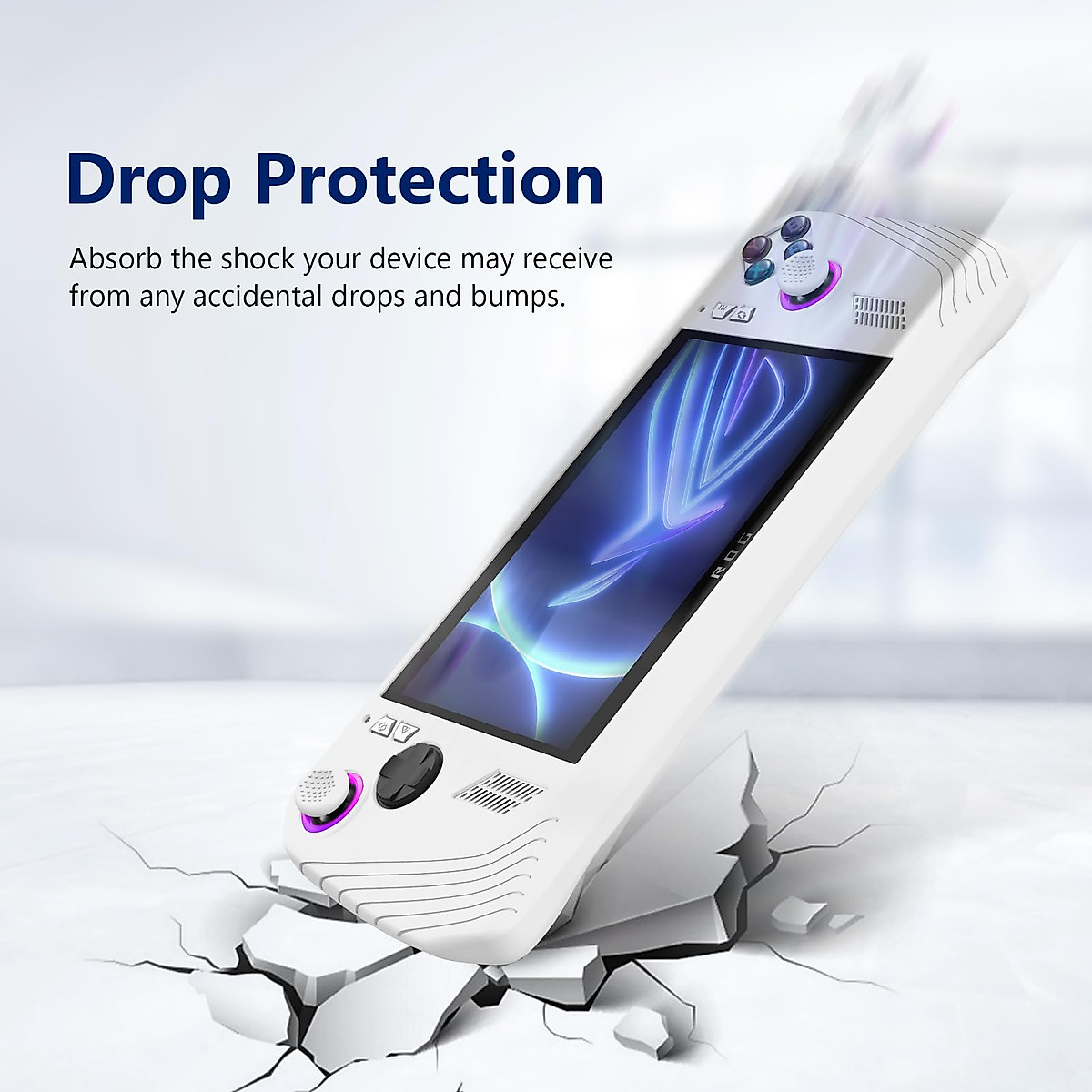 Writiany Protective Silicone Case for 2023 ASUS ROG Ally Game Console Drop-Proof Case for 2023 ASUS Rog Ally Handheld Case (White)