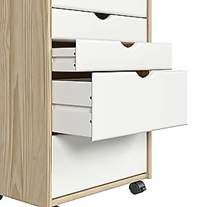 Adeptus Original Roll Cart, Solid Wood, 6+2 Drawer Extra Wide Drawers Roll Carts, White