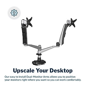 Vari Dual Monitor Arm - VESA Monitor Mount w/ 360 Degree Adjustment - Monitors up to 27 inches, 19.8 lbs - Double Monitor Arms with Full Adjustability - Computer Monitor Stand for Home or Office