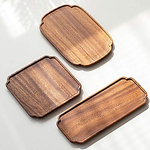 DOITOOL Wooden Serving Plate Decorative Wood Tray Square Wooden Food Serving Tray Food Service Platter Dish Table Decoration