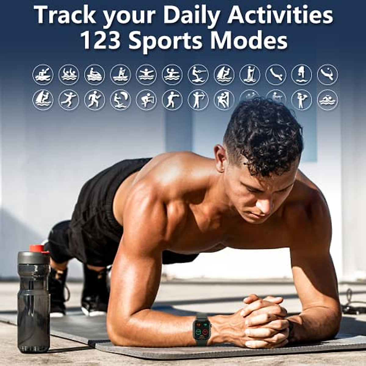 Military Smart Watches for Men(Answer/Make Calls), 1.91'' Fitness Tracker Watch 123 Sport Modes Outdoor Sport Watch with Heart Rate Blood Oxygen Sleep Monitor Steps Calories for Android and ios Phone