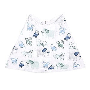 aden + anais Essentials Burpy Bib, 100% Cotton Muslin, Soft Absorbent 4 Layers, Multi-Use Burp Cloth and Bib, 22.5" X 11", Single, Time to Dream - Happy Tales