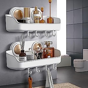 TAILINK 2 Packs Shower Caddy Suction Cup, One Push Assembly Shower Organizer No Drilling Shower Basket Powerful Shower Shelf Bathroom Storage Shampoo Holder Shower Caddy Basket Kitchen Shelf
