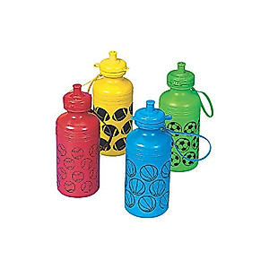 Fun Express - Assorted Sportball Water Bottle - Party Supplies - Drinkware - Water Bottles & Canteens - 12 Pieces