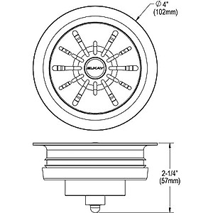 Elkay LKPDQD1BK Quartz Perfect Drain 3-1/2" Polymer Disposer Flange with Removable Basket Strainer and Rubber Stopper Black