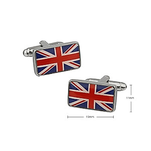 MRCUFF United Kingdom Flag Great Britain Union Jack British Pair Cufflinks in a Presentation Gift Box & Polishing Cloth