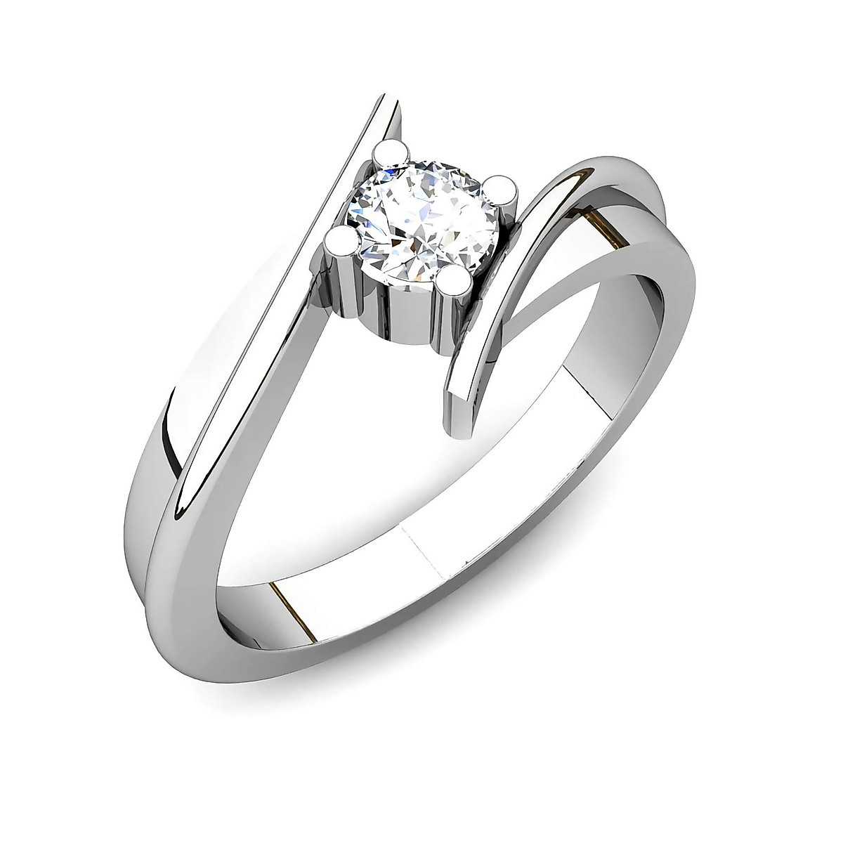 Engagement Ring 1/2 CT Round Cut Solitaire Moissanite Engagement Rings for Women 18k White Gold Free Engraving