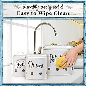 Home Acre Designs Food Storage Container with Airtight Lids for Vegetables, Potato, Onion & Garlic, Set of 3, Large