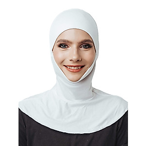 Mask Hijab, Cotton Under Scarf Tube Cap,Closure of The Chin, Ready to wear Muslim Accessories for Women (White)