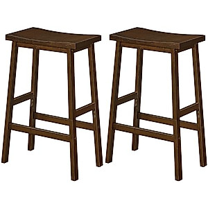 HOOBRO Bar Stool Set of 2, Bamboo Bar Chairs, 26 Inches Kitchen Counter Stools with Footrest, Saddle Stools, for Living Room, Dining Room, Party Room, Industrial Style, Mocha MA03MD01