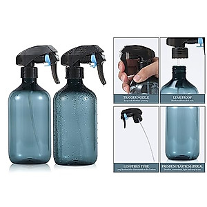 Yebeauty Plant Mister Spray Bottle, 2Pcs 17oz 500ml Fine Mist Plant Atomizer Watering Sprayer Bottle for Gardening Cleaning Solution with Top Pump Trigger Water, Clear Blue