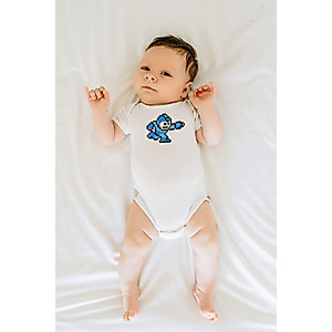 Pop Threads Mega Man 8 Bit Running Baby Bodysuit Boy Megaman Video Game Girl Infant Gifts Light Blue 6M