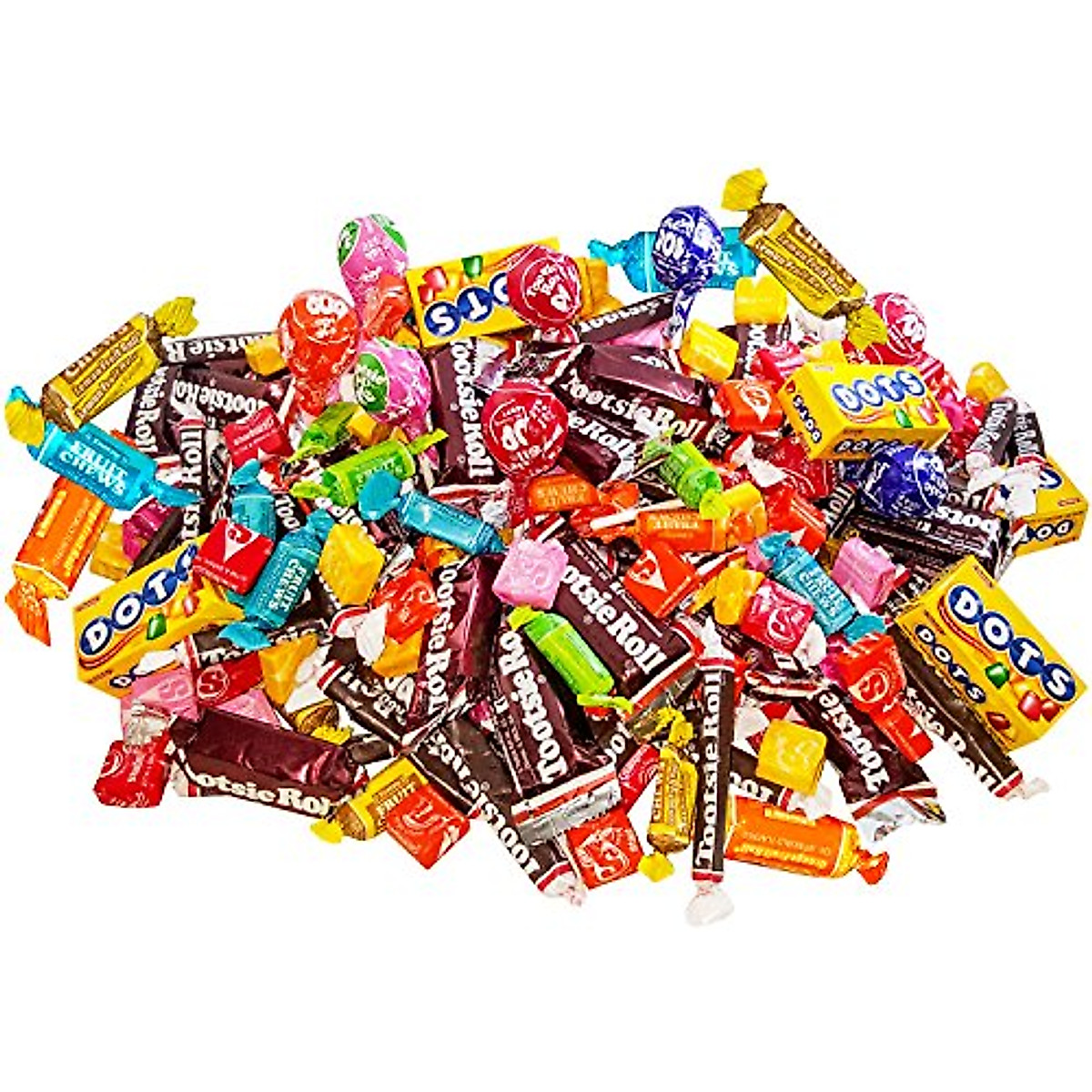 Bulk Fruit and Chocolate Candy Assortment - Tootsie Roll Fruit Chews and Original Chocolate Midges, Tootsie Pops, Starburst and Dots - 9.5 lbs - Variety Value Bundle - Individually Wrapped, 152 oz.