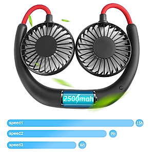 Haomaomao Neck Fan, Portable Fan With 2500 mAh Rechargeable Battery USB Mini Personal Wearable Neckband Sport Fan for Working, Traveling, Office, Reading, Outdoors