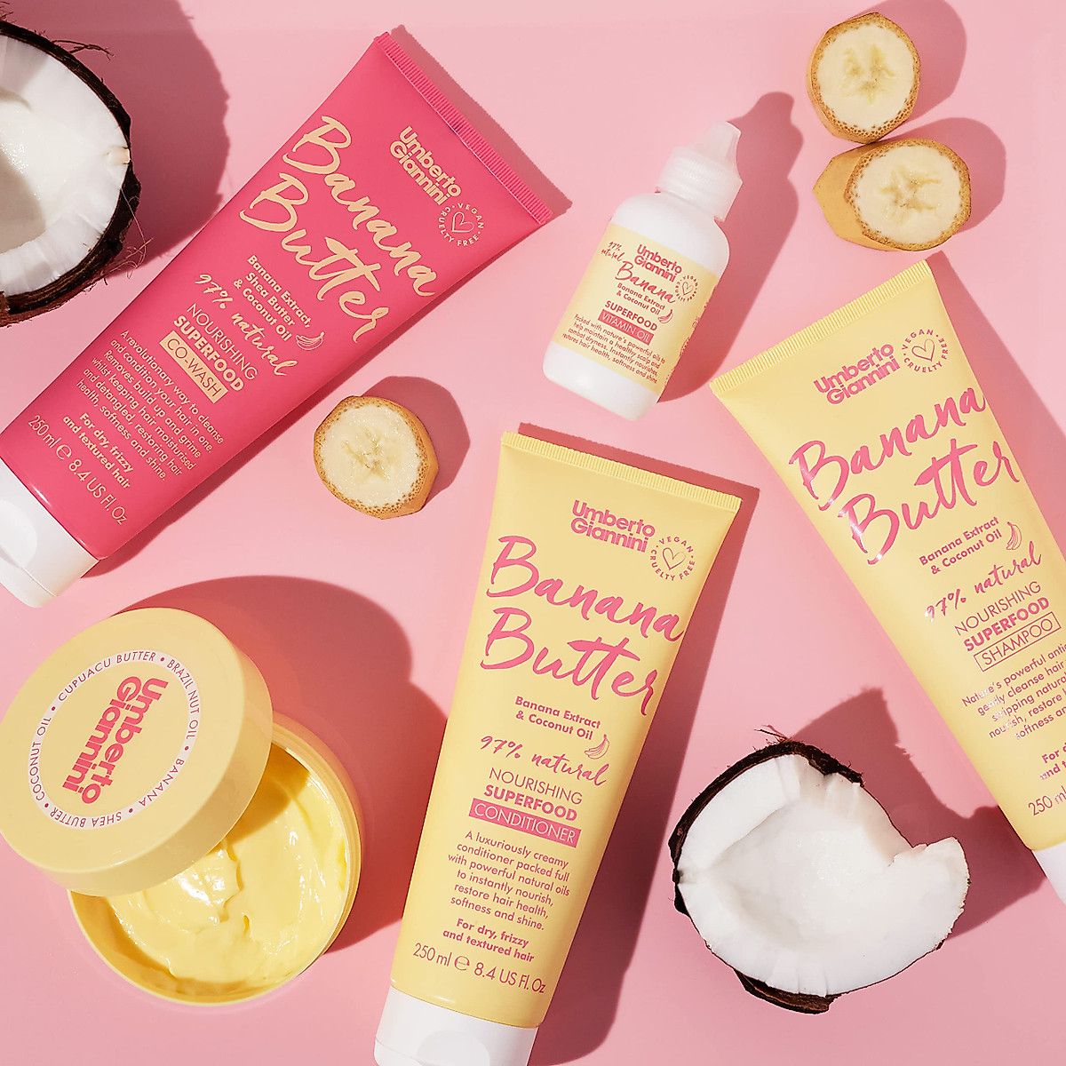 Umberto Giannini Coily Banana Butter Repair + Restore Leave-in Conditioner Vegan Cruelty Free 97% Natural