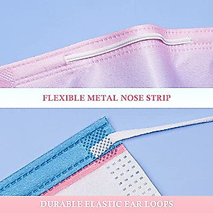 NiHealth 60PCS Adult Disposable Face Mask Pack, Rainbow Pattern with 4 Designs, Individually Wrapped, 3-Layer Comfortable and Breathable Non-Woven Fabric Coverings (Mixed Macaron Gradient Colors)