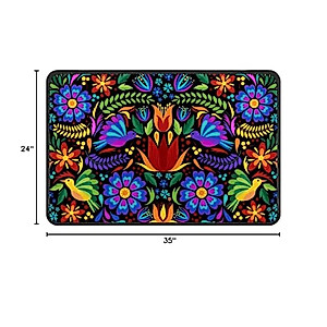 Doormat Floral Mexican Birds Floor Mat Resist Dirt Entrance Rug Machine Washable Carpet for Home Non Slip Rugs for Kitchen/Bathroom/Laundry Room Carpet 35'' x 24''