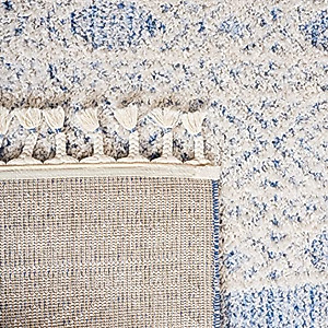 Safavieh Chapel Collection Accent Rug - 4' x 6', Blue & Ivory, Rustic Boho Braided Tassel Design, Non-Shedding & Easy Care, Ideal for High Traffic Areas in Entryway, Living Room, Bedroom (CHP404M)