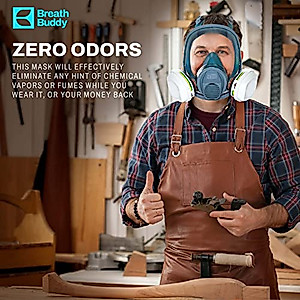 BREATH BUDDY Full Face Respirator Mask | Reusable Professional Gas Mask Protection Against Toxic Gases, Chlorine, Ammonia & More | Perfect for Chemical Industry, Mining and Industrial Projects