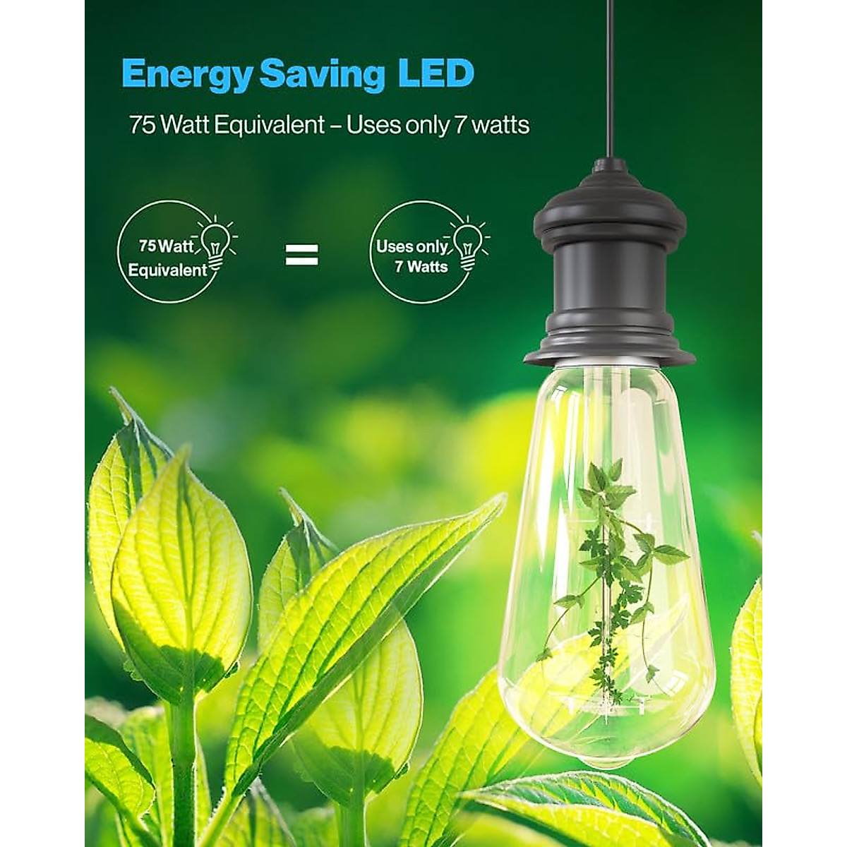 Sunco 16 Pack Dusk to Dawn Indoor Residential Vintage LED Edison Bulbs 75W Equivalent 7W, 850 Lumens Non-Dimmable ST58 Filament 4000K Cool White, E26 Medium Base 120V Clear Glass Light Bulbs